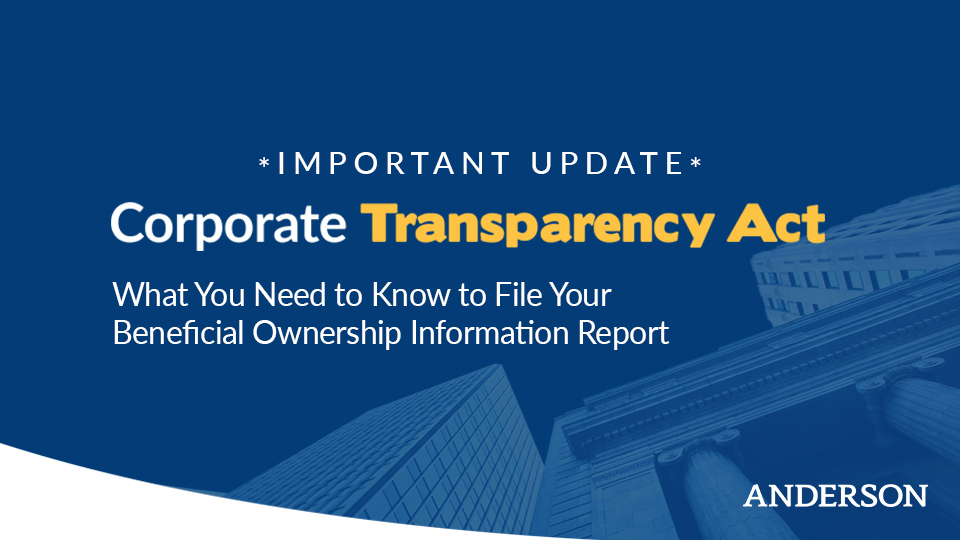 Corporate Transparency Act Compliance | Anderson Business Advisors